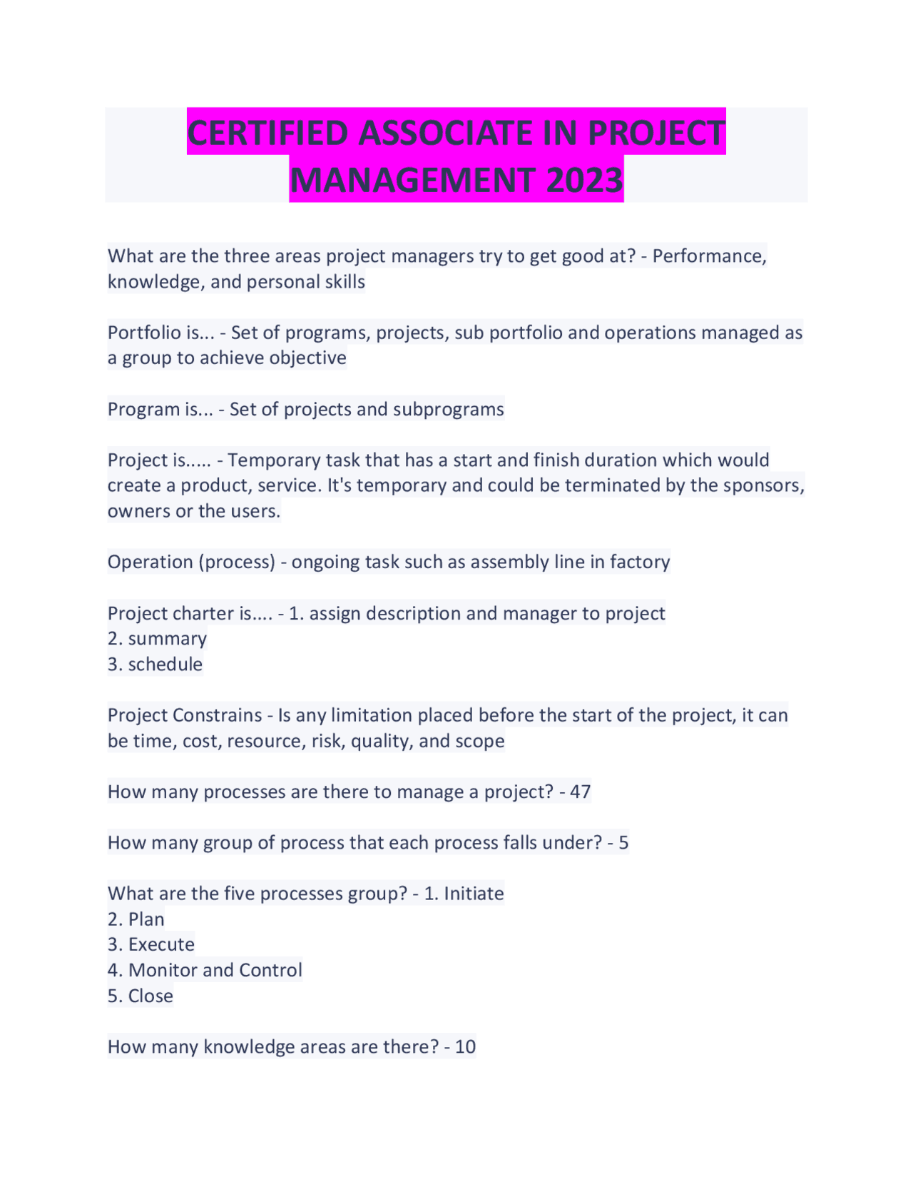 Certified Associate in Project Management 2023 | Exams Advanced ...