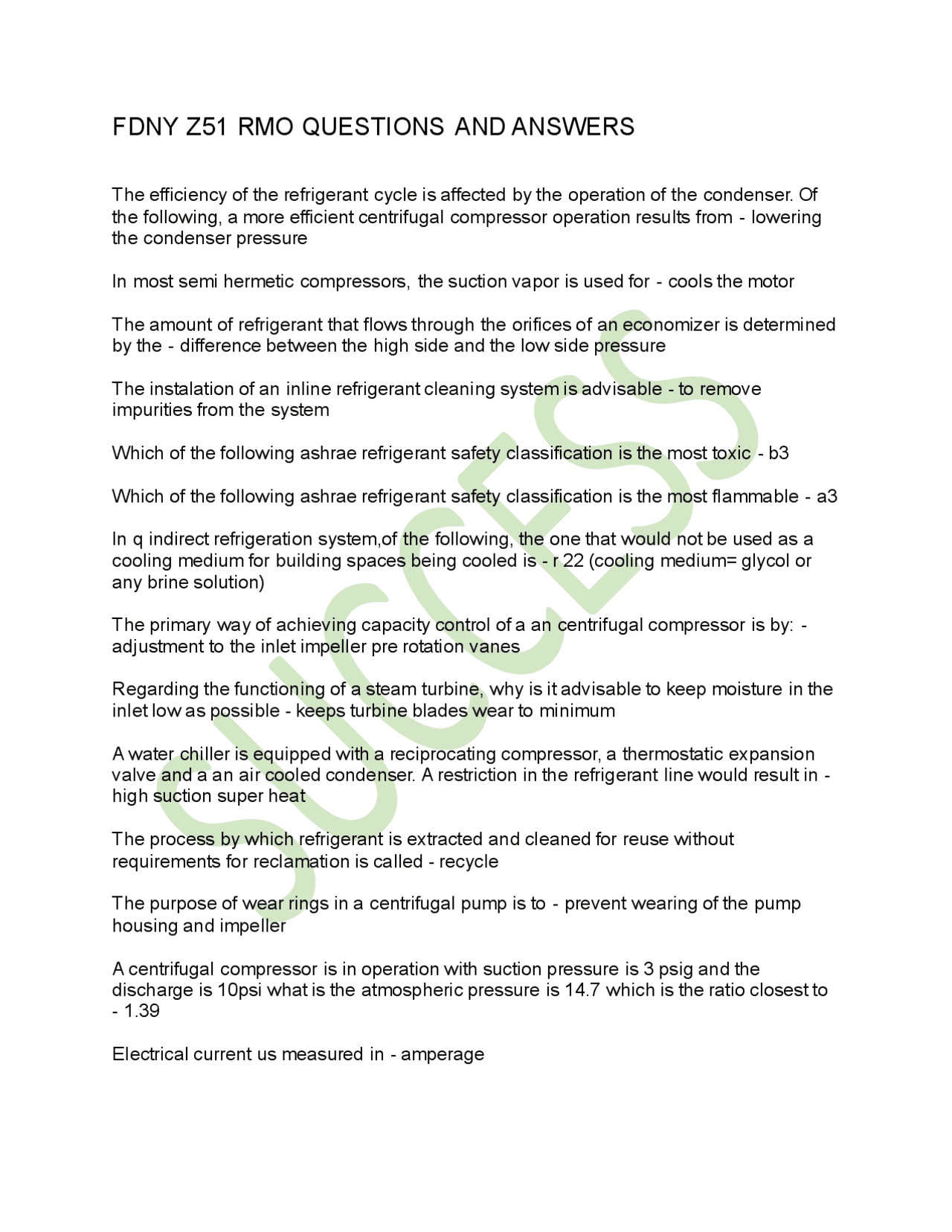 FDNY Z51 RMO Questions and Answers | Exams Social Sciences | Docsity