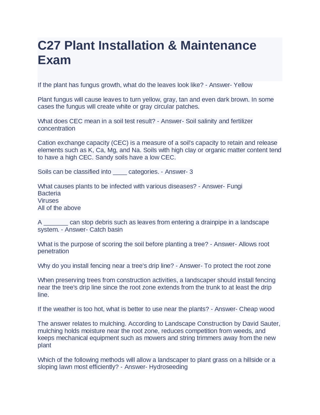 C27 Plant Installation & Maintenance Exam Questions and Answers 2024-2025 | Exams Advanced ...