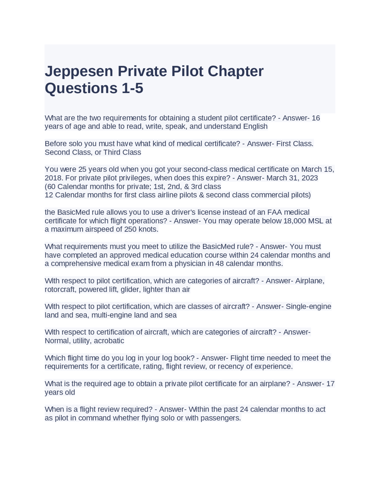 Pilot Certification and Aircraft Operations | Exams Advanced Education ...