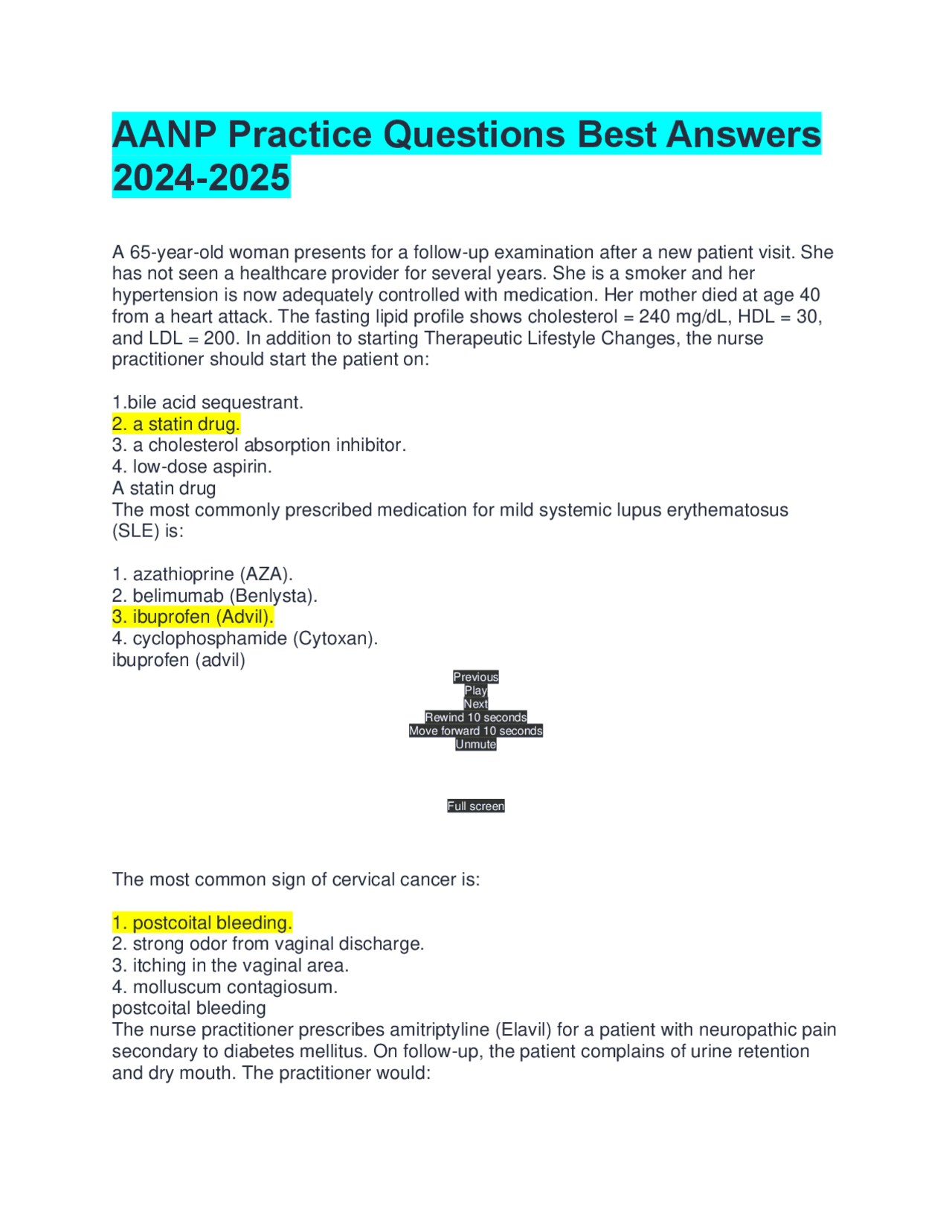 AANP Practice Questions Best Answers 2024-2025 | Exams Health sciences ...