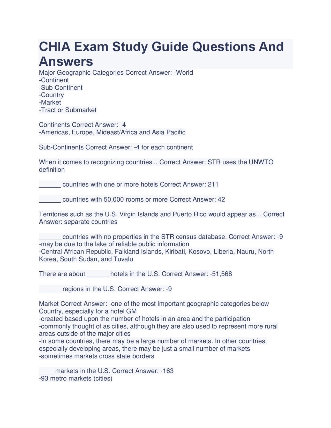CHIA Exam Study Guide Questions And Answers | Exams Advanced Education ...