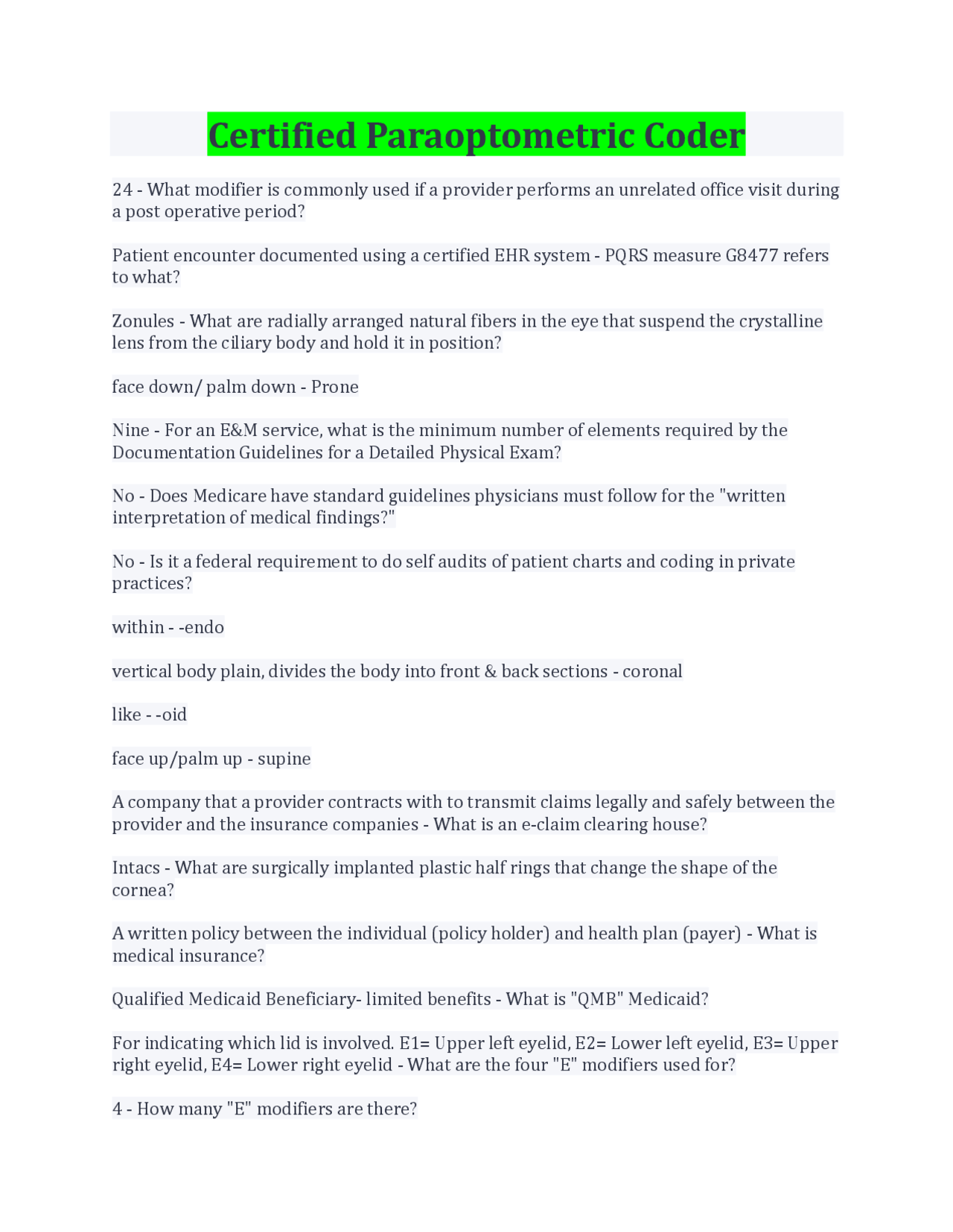 Medicare Guidelines and Coding for Ophthalmology | Exams Health ...