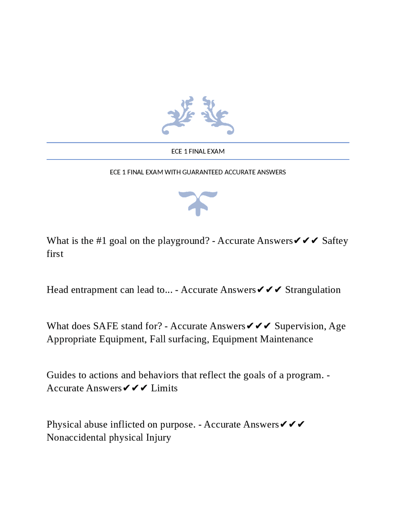 ECE 1 Final Exam: Comprehensive Guide to Early Childhood Education ...