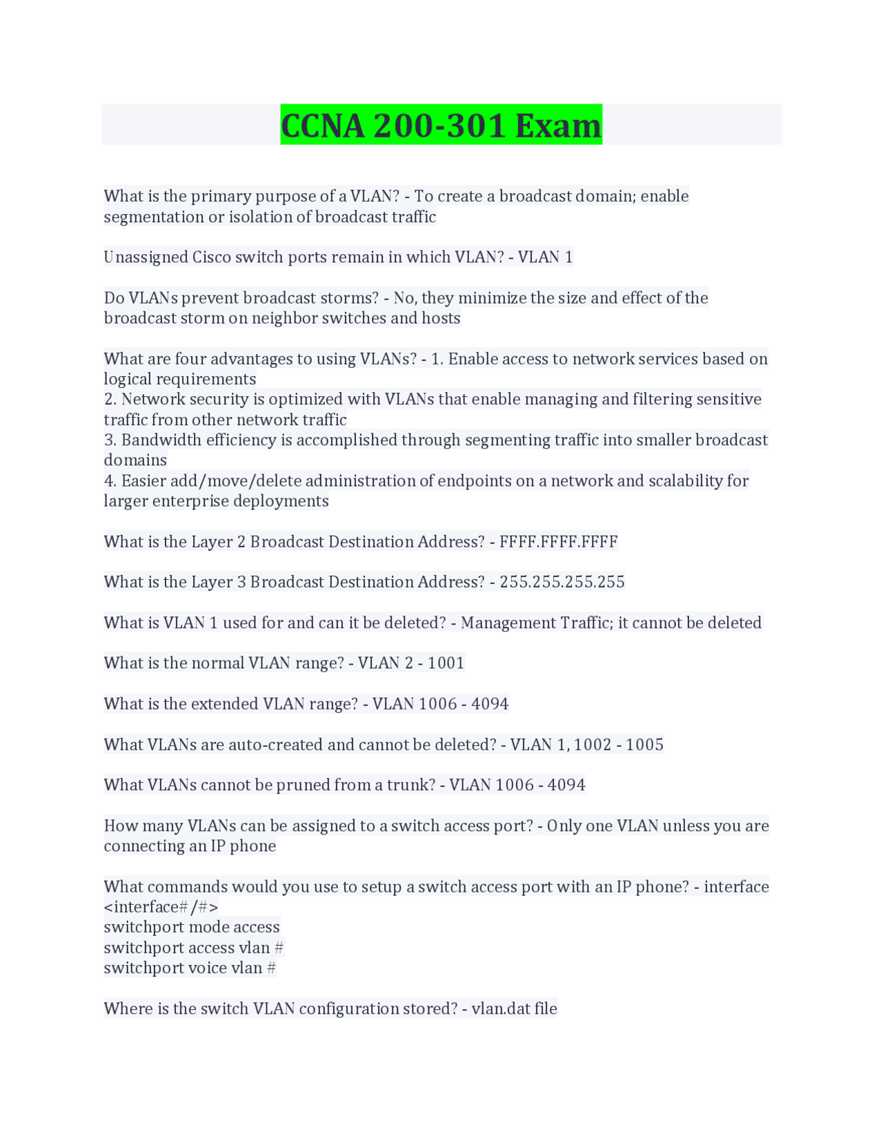 Cisco Switch Configuration and Operations | Exams Computer Science | Docsity