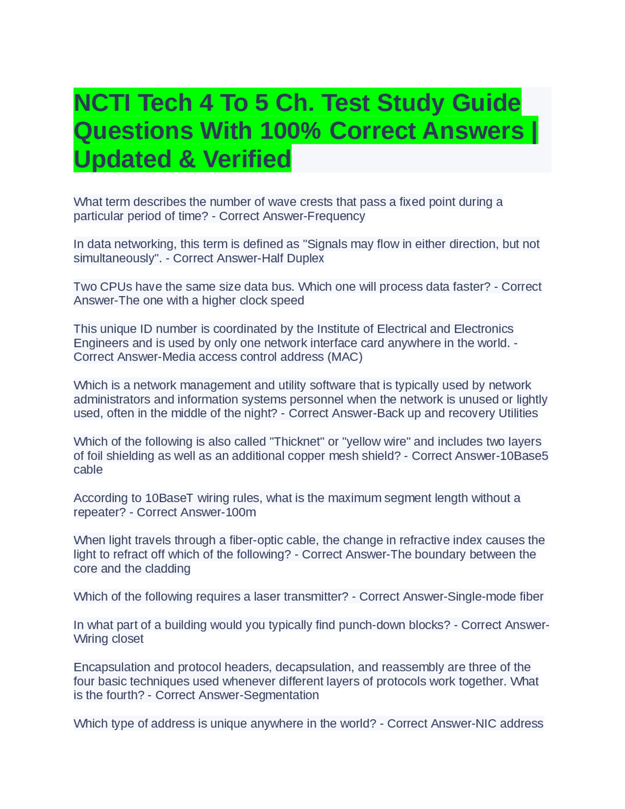 Networking Concepts and Protocols | Exams Advanced Education | Docsity