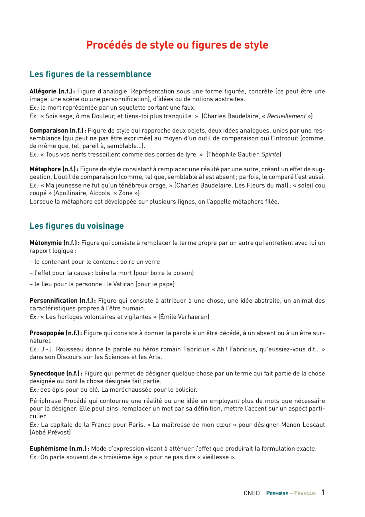 French figures de style | Study notes French | Docsity