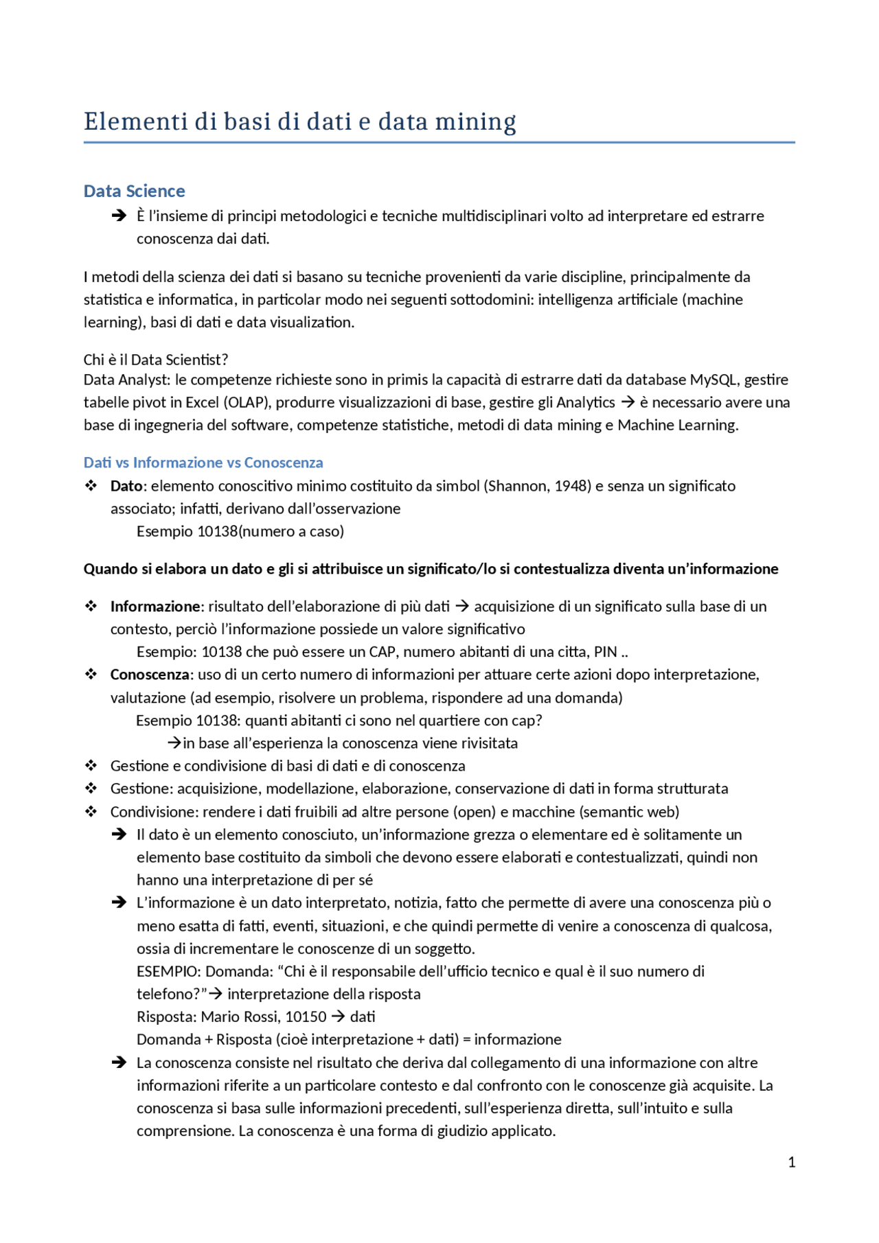ICT- appunti fondamenti di basi di dati e data mining | Appunti di Basi di Dati | Docsity