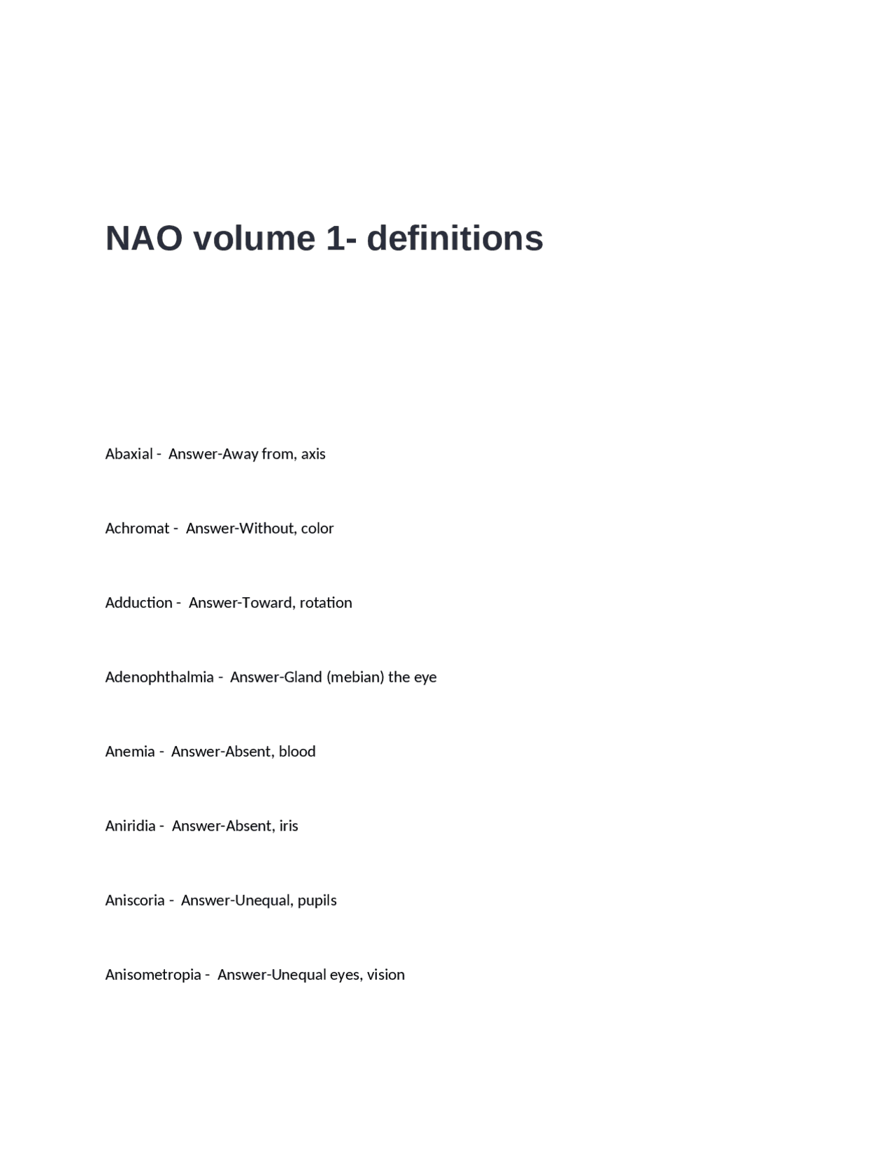 Ophthalmic Terminology: Definitions and Explanations | Exams Nursing ...
