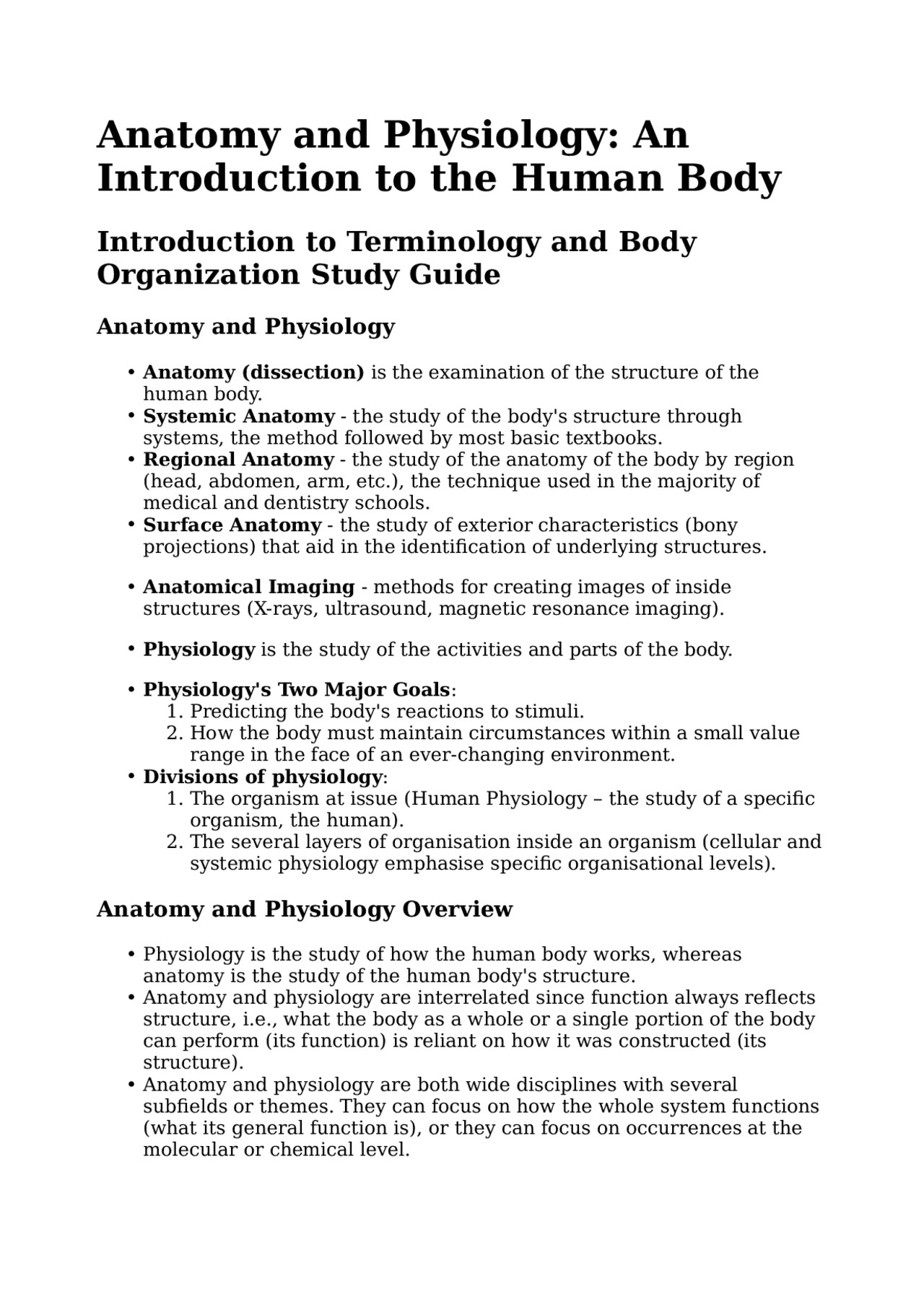 Anatomy and Physiology: Introduction to Terminology and Body ...