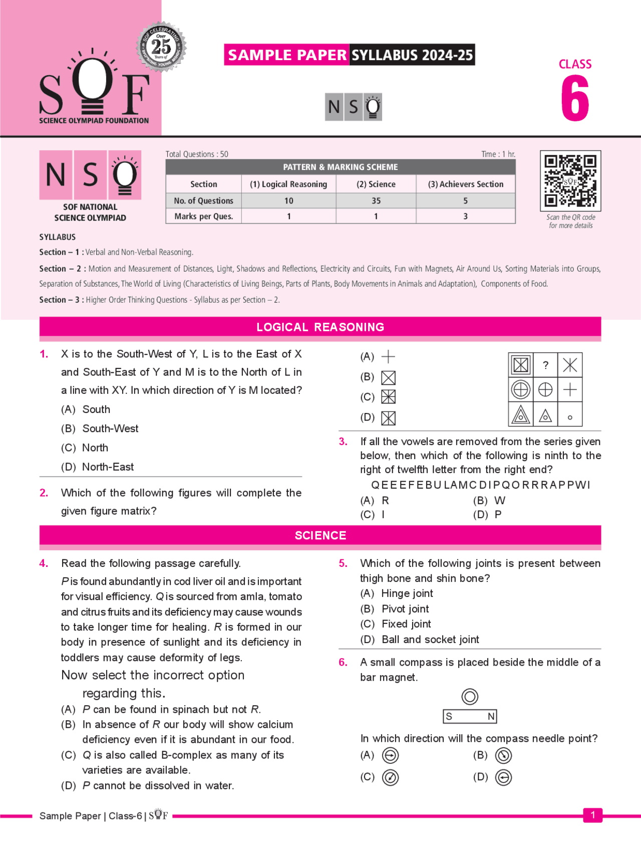 Sample Paper | Class-6 | Exams Physics | Docsity