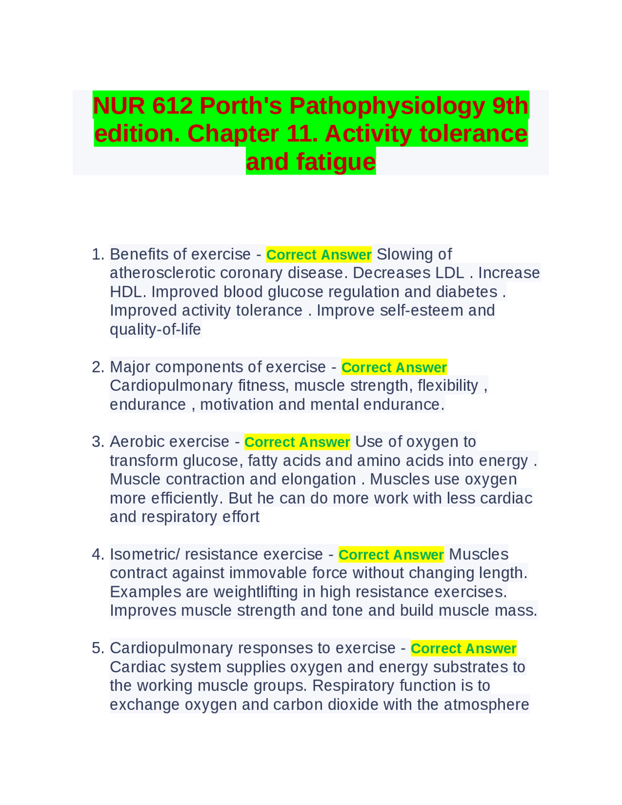Activity Tolerance and Fatigue in Nursing Practice | Exams ...