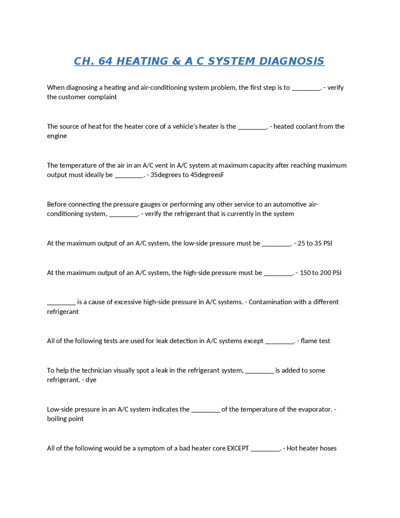 Automotive HVAC System Diagnosis and Troubleshooting | Exams Advanced ...