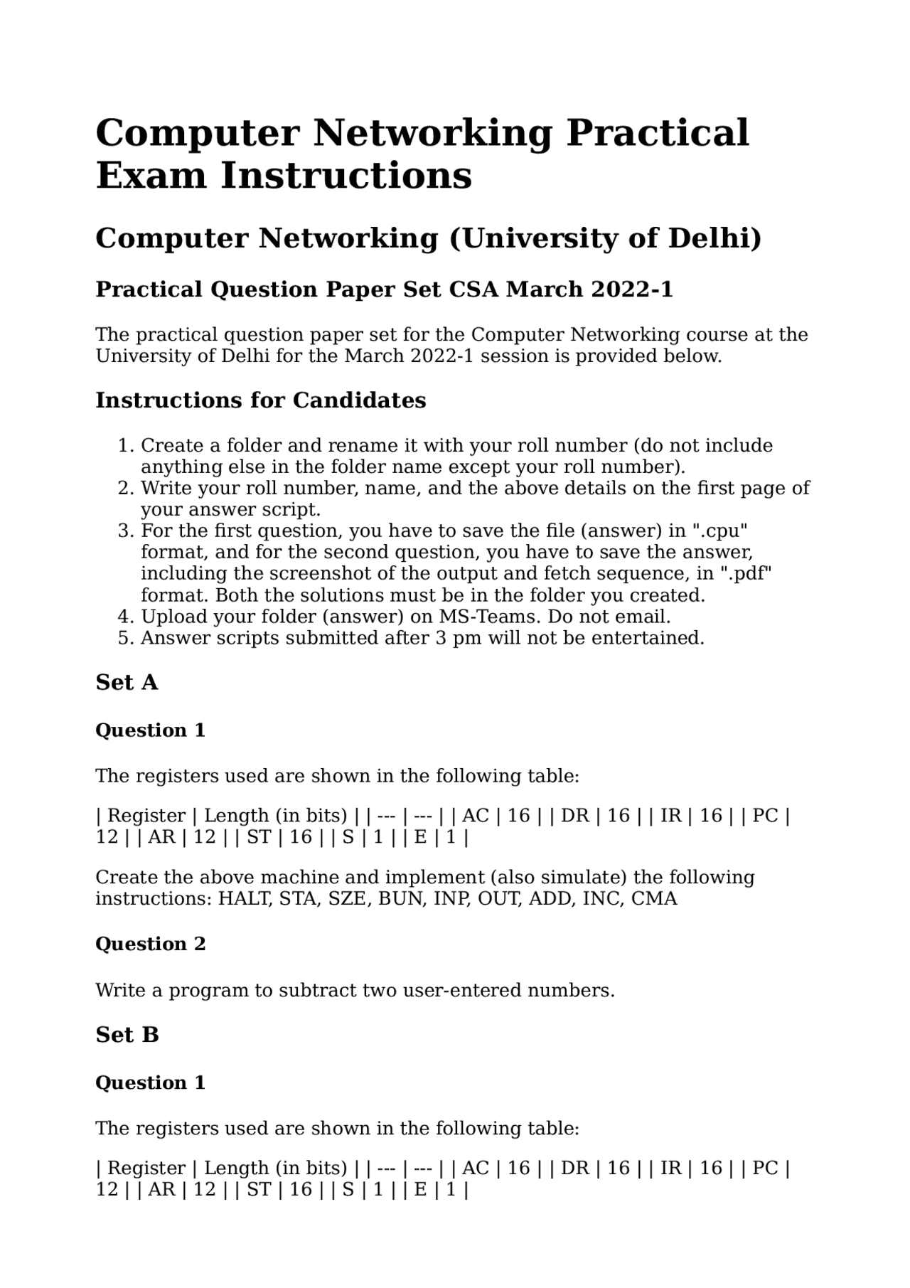 Computer Networking Practical Exam - University of Delhi | Exams ...