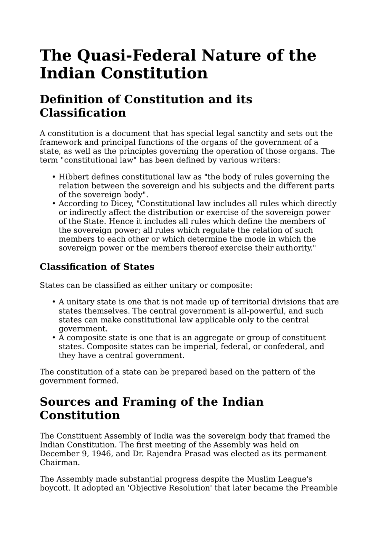 The Quasi-Federal Nature of the Indian Constitution: A Comprehensive ...
