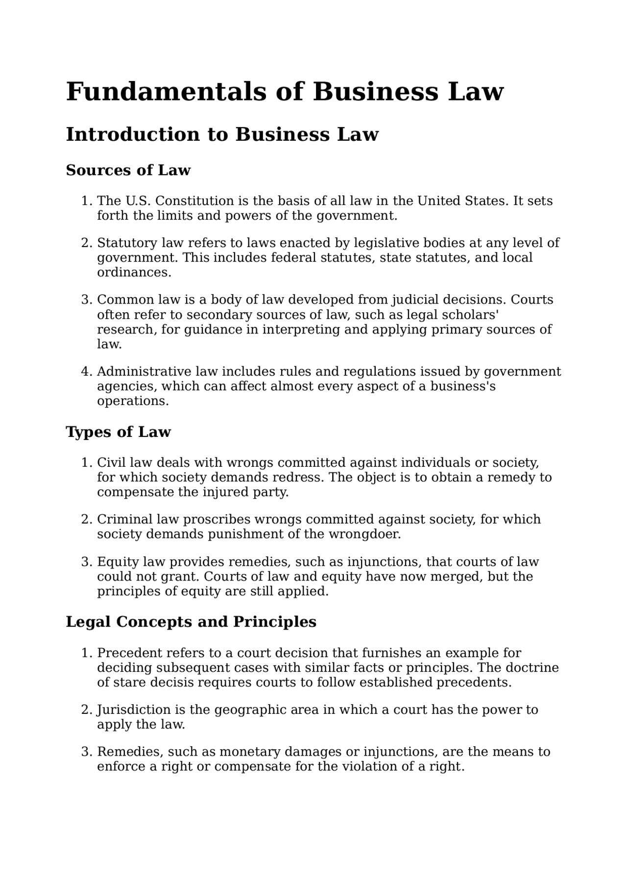 Business Law: Text and Cases - Exam Preparation | Exams Law | Docsity