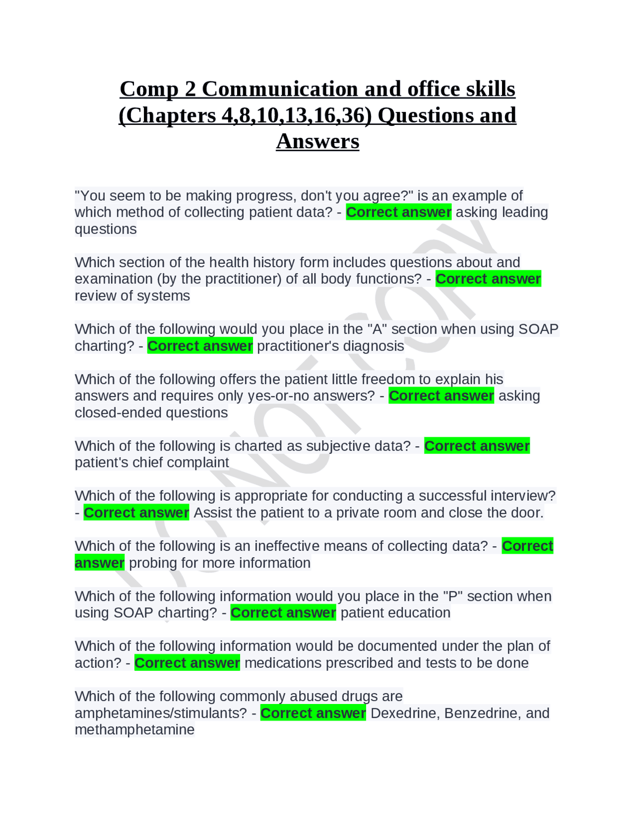Comp 2 Communication and office skills (Chapters 4,8,10,13,16,36 ...