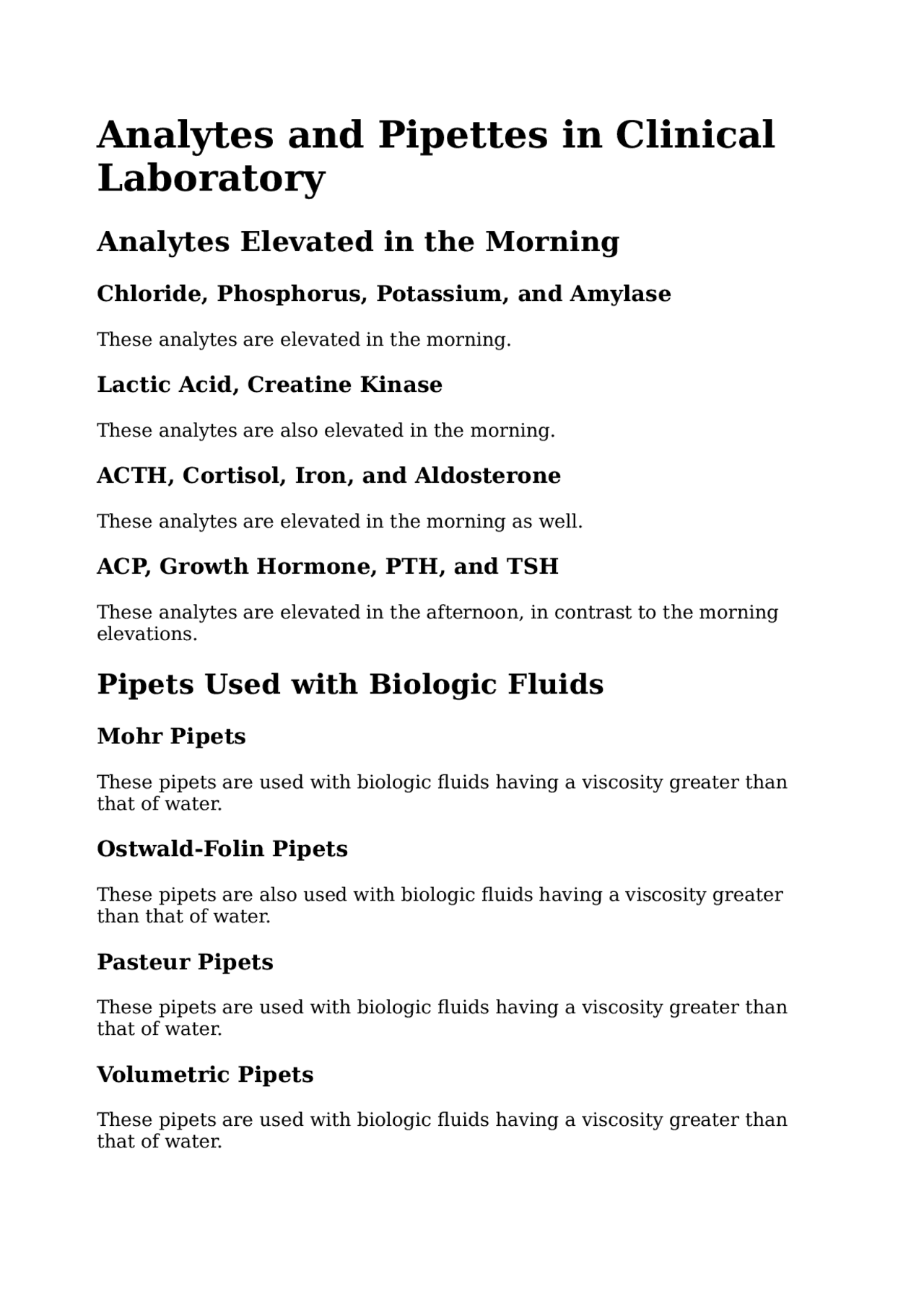 Clinical Laboratory Techniques: Analytes, Pipettes, and Centrifuges ...