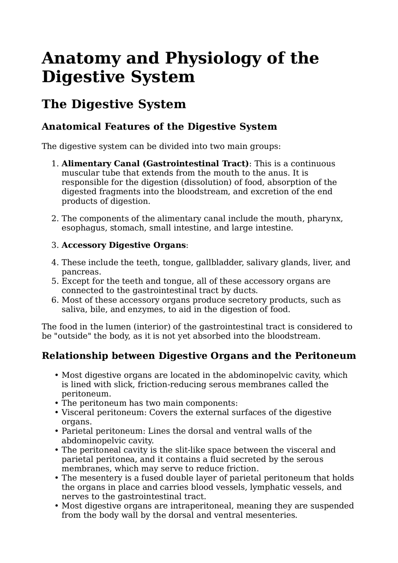Digestive System Anatomy and Physiology | Exams Nursing | Docsity
