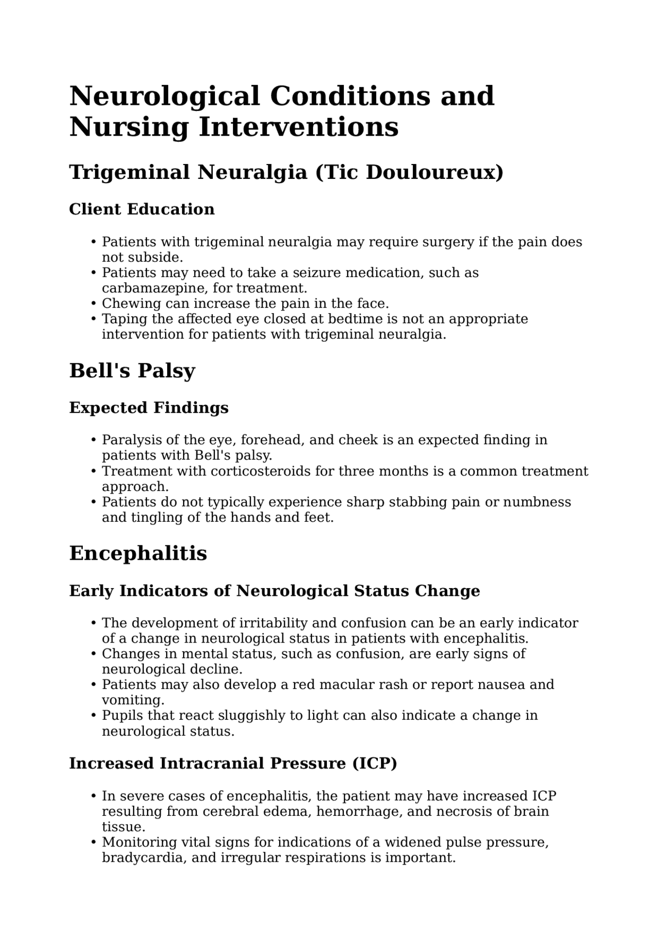 Neurological Conditions and Nursing Interventions: A Guide for Students ...