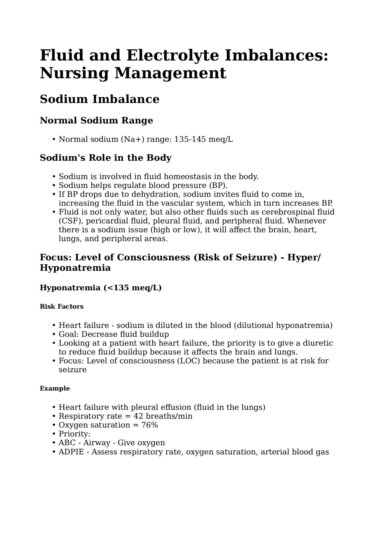 Fluid and Electrolyte Imbalances: Nursing Management | Exams Nursing ...