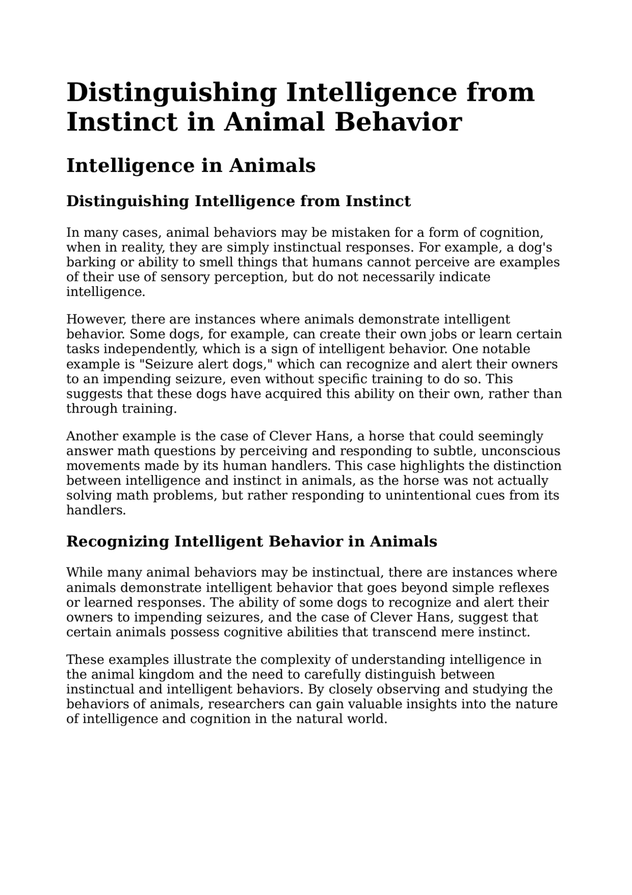 Intelligence vs Instinct in Animals: The Case of Seizure Alert Dogs ...