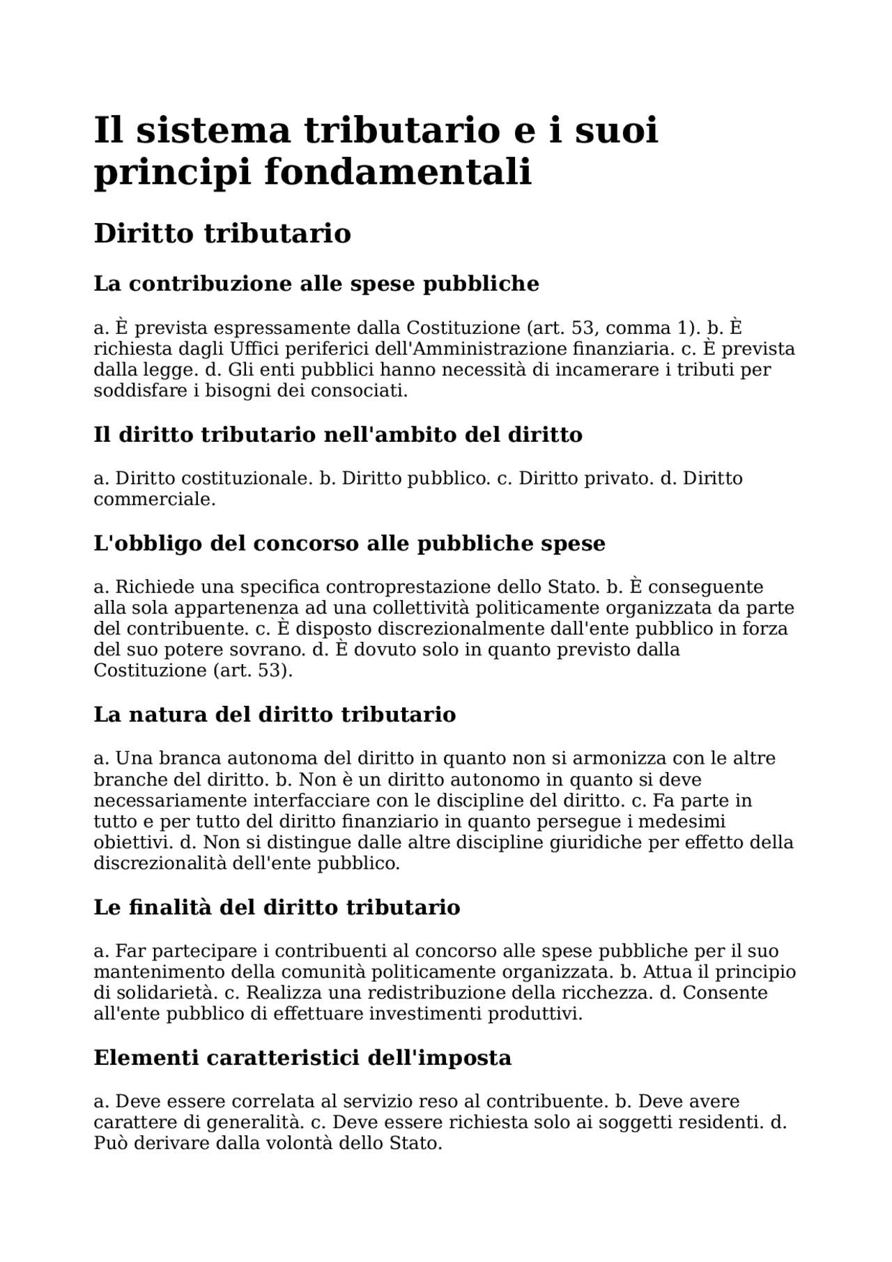 Tassazione e Diritto Tributario | Panieri di Diritto Tributario | Docsity