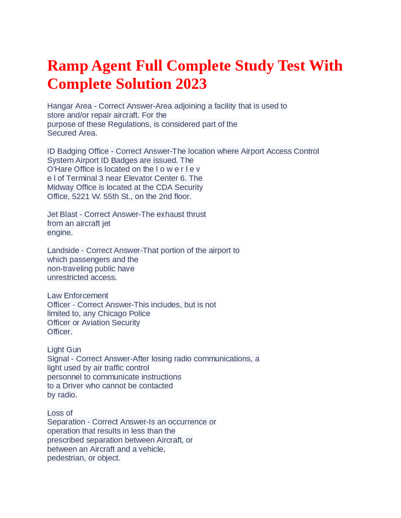 Ground Motor Vehicle Operating Regulations at Chicago Airports | Exams ...