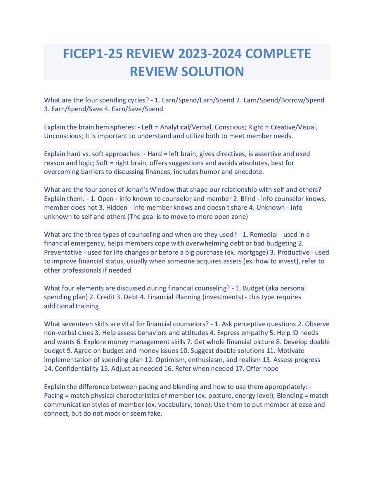 Financial Counseling Techniques and Strategies | Exams Advanced ...