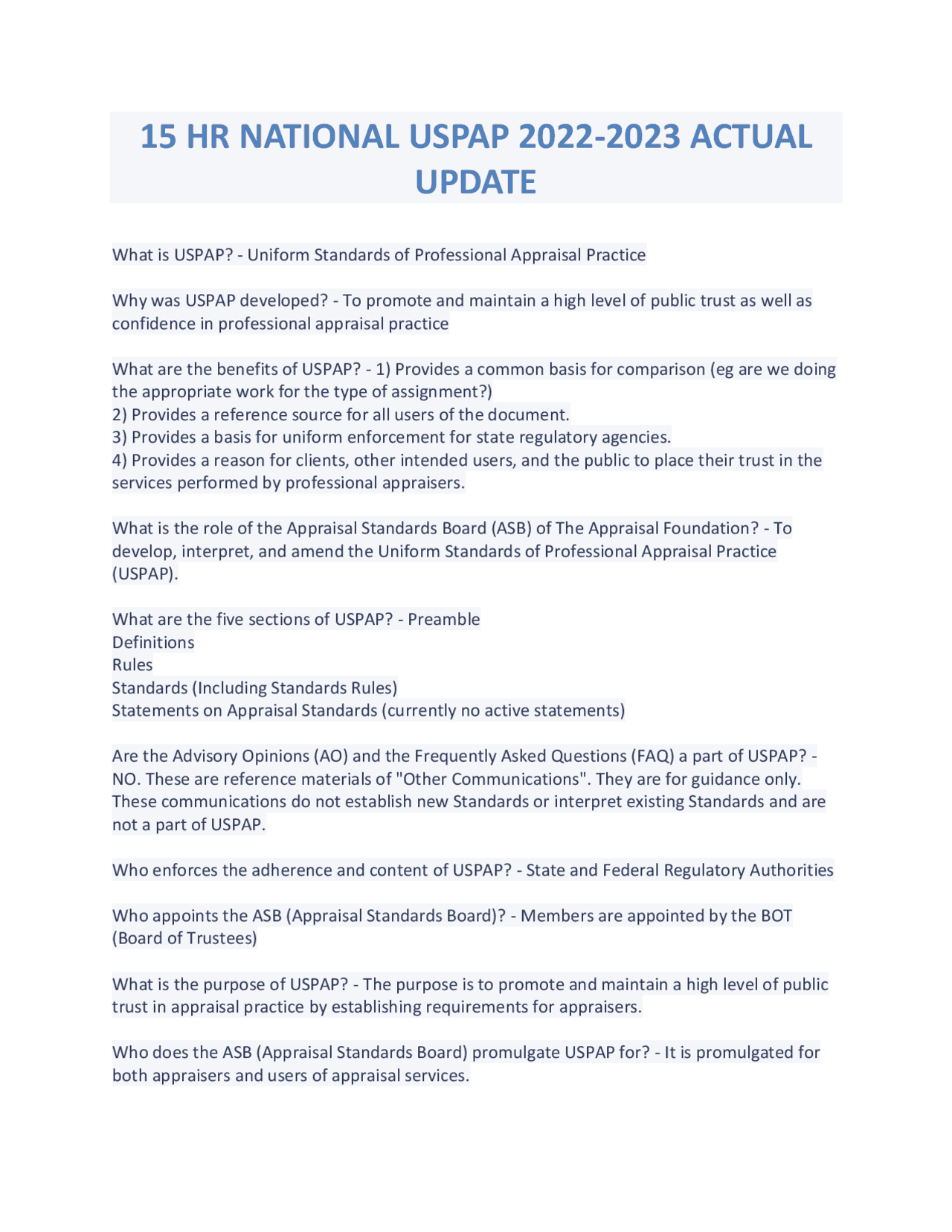 Understanding the Uniform Standards of Professional Appraisal Practice ...