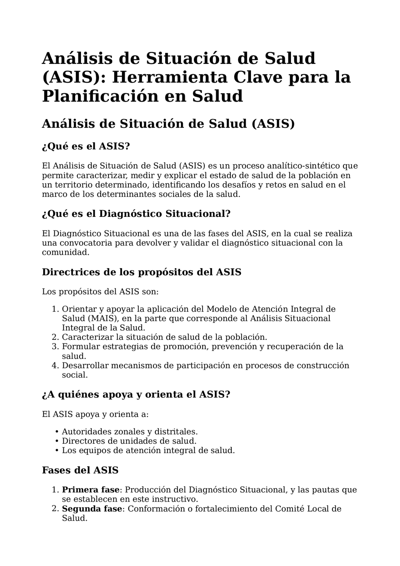 Análisis de Situación de Salud (ASIS) - Prof. Carrillo | Guías ...