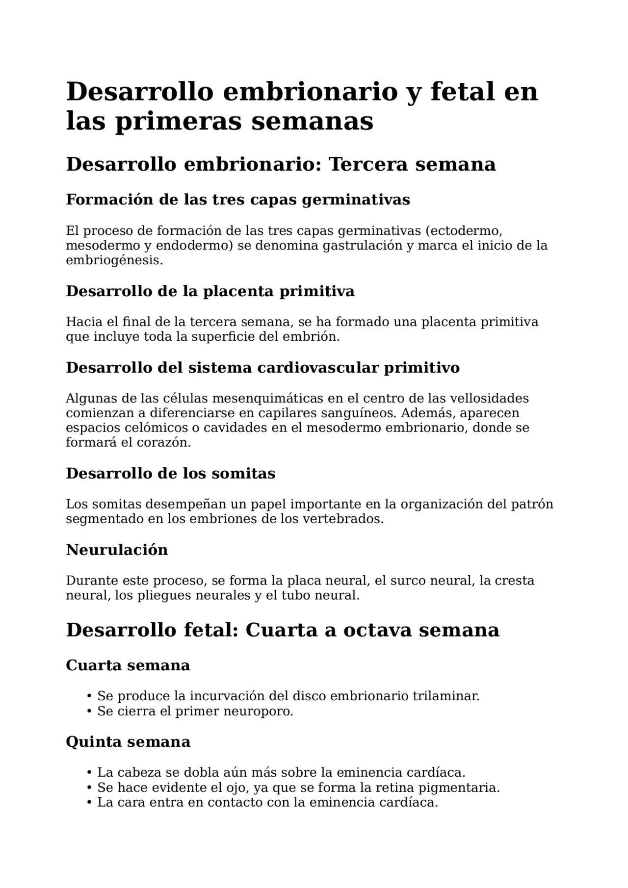 Desarrollo embrionario y fetal: de la gastrulación a la formación del ...