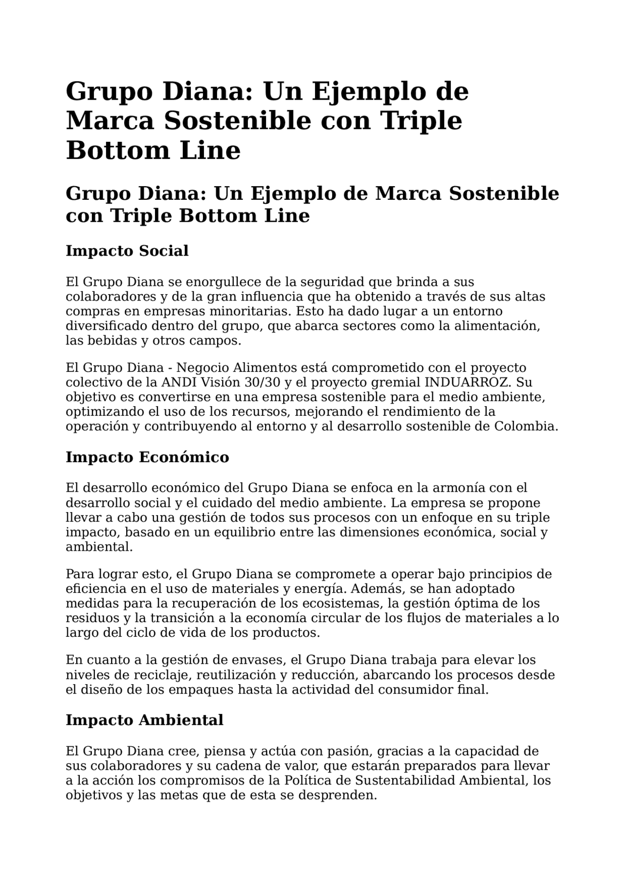 Ejemplo de marca sostenible que cumpla con triple bottom line - Prof ...