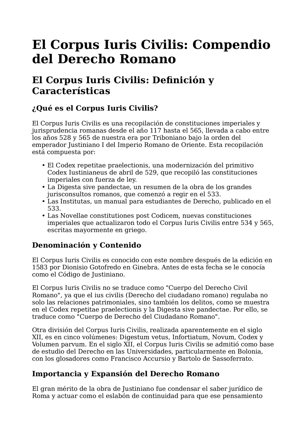 El Corpus Iuris Civilis: Definición, Características y Relevancia ...