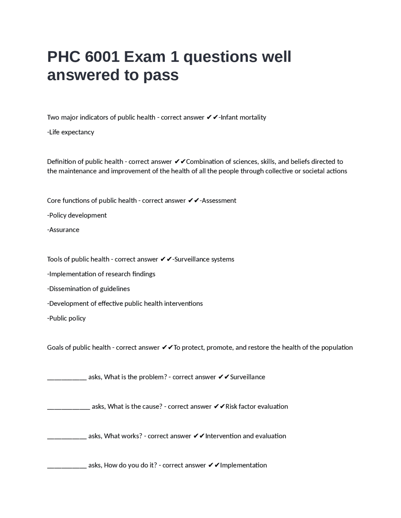 Epidemiologic Tools and Measures in Public Health | Exams Nursing | Docsity