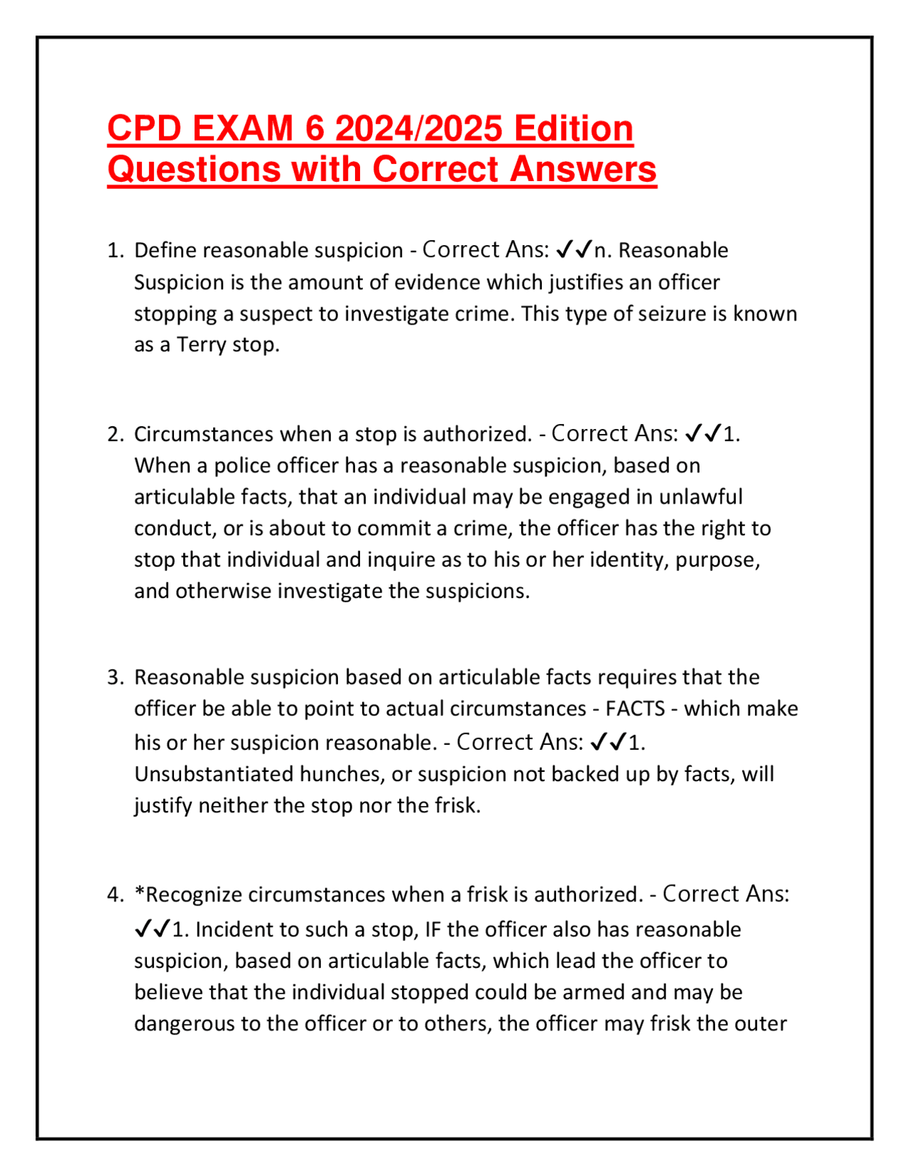 CPD EXAM 6 2024/2025 Edition - Questions with Correct Answers | Exams ...