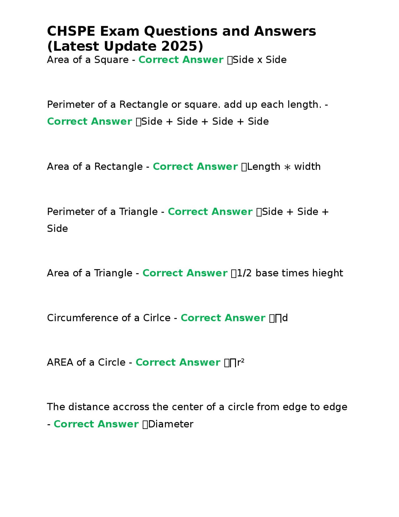 CHSPE Exam Questions and Answers | Exams Nursing | Docsity