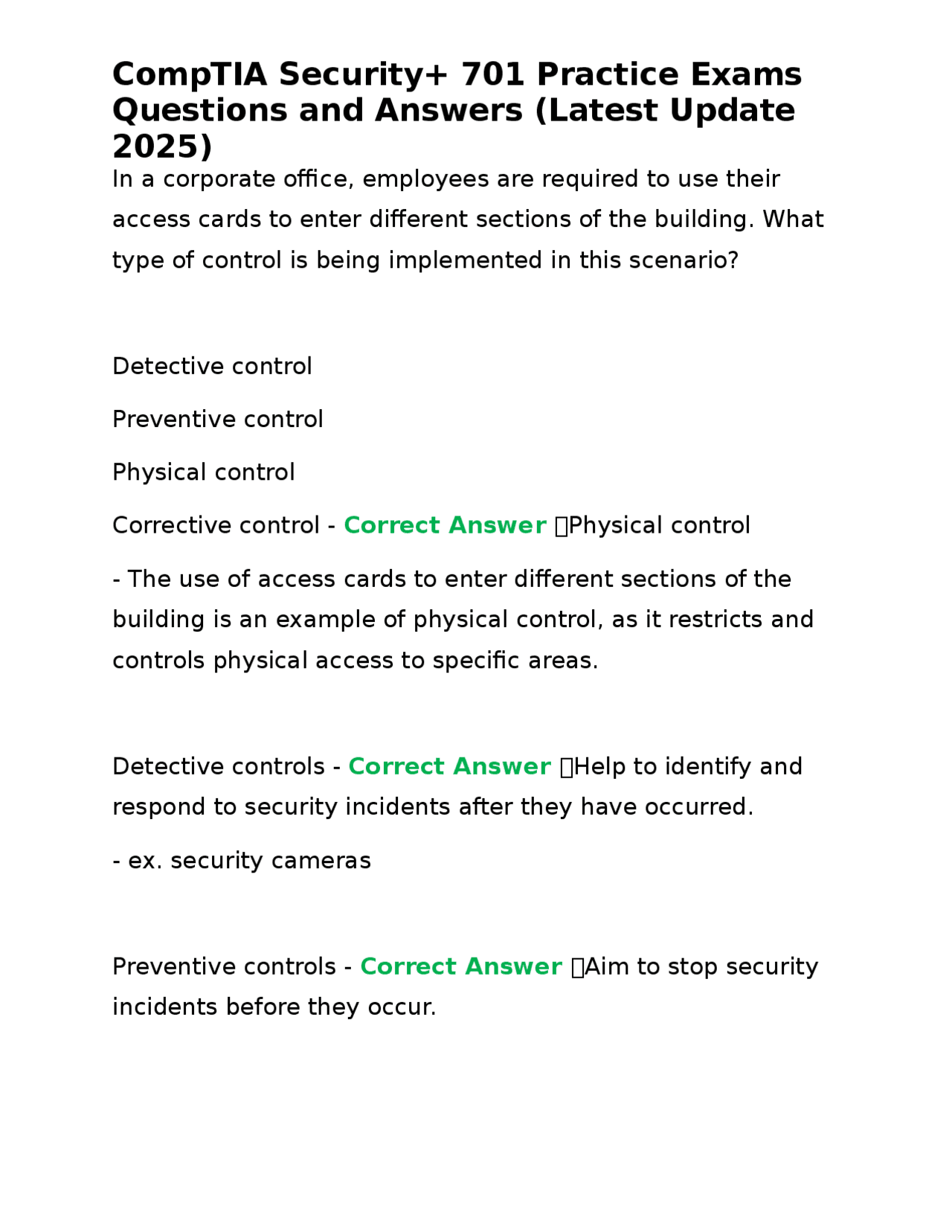 CompTIA Security+ 701 Practice Exams Questions and Answers (Latest ...