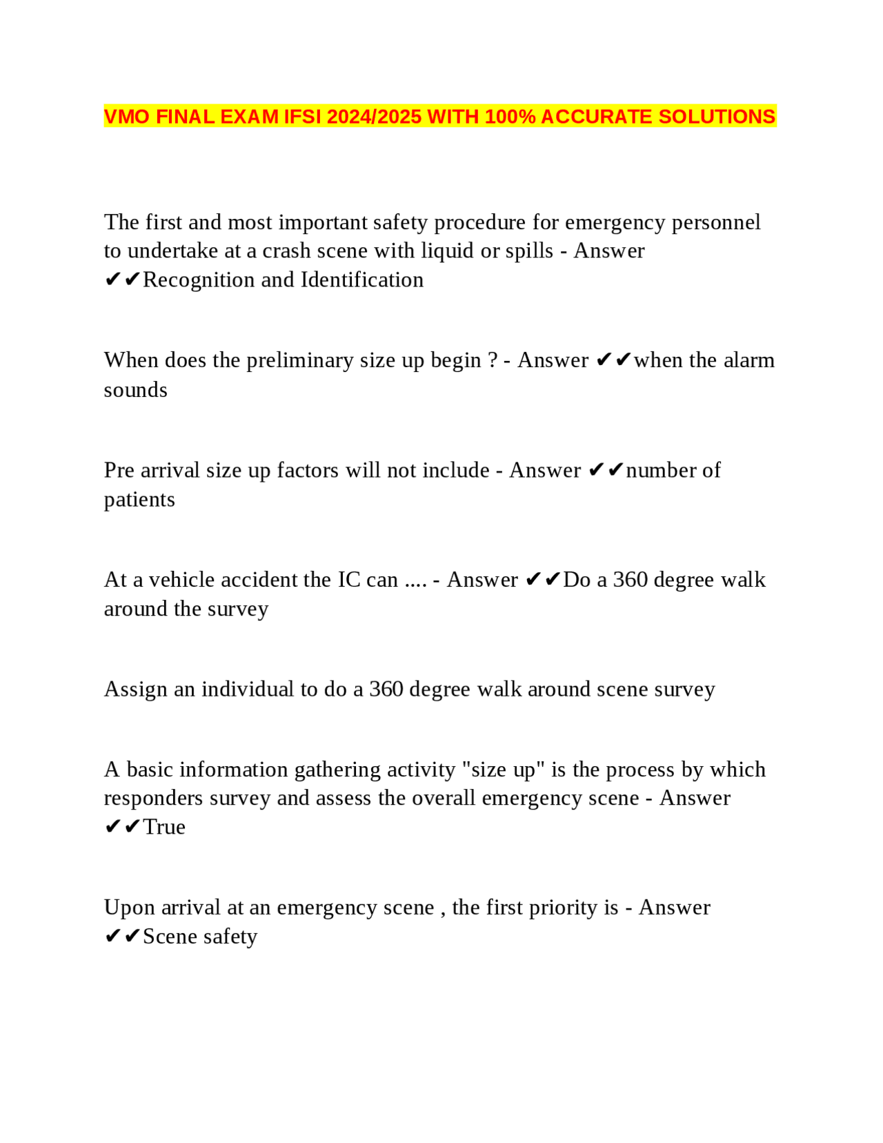 Emergency Scene Safety and Vehicle Extrication Procedures | Exams ...