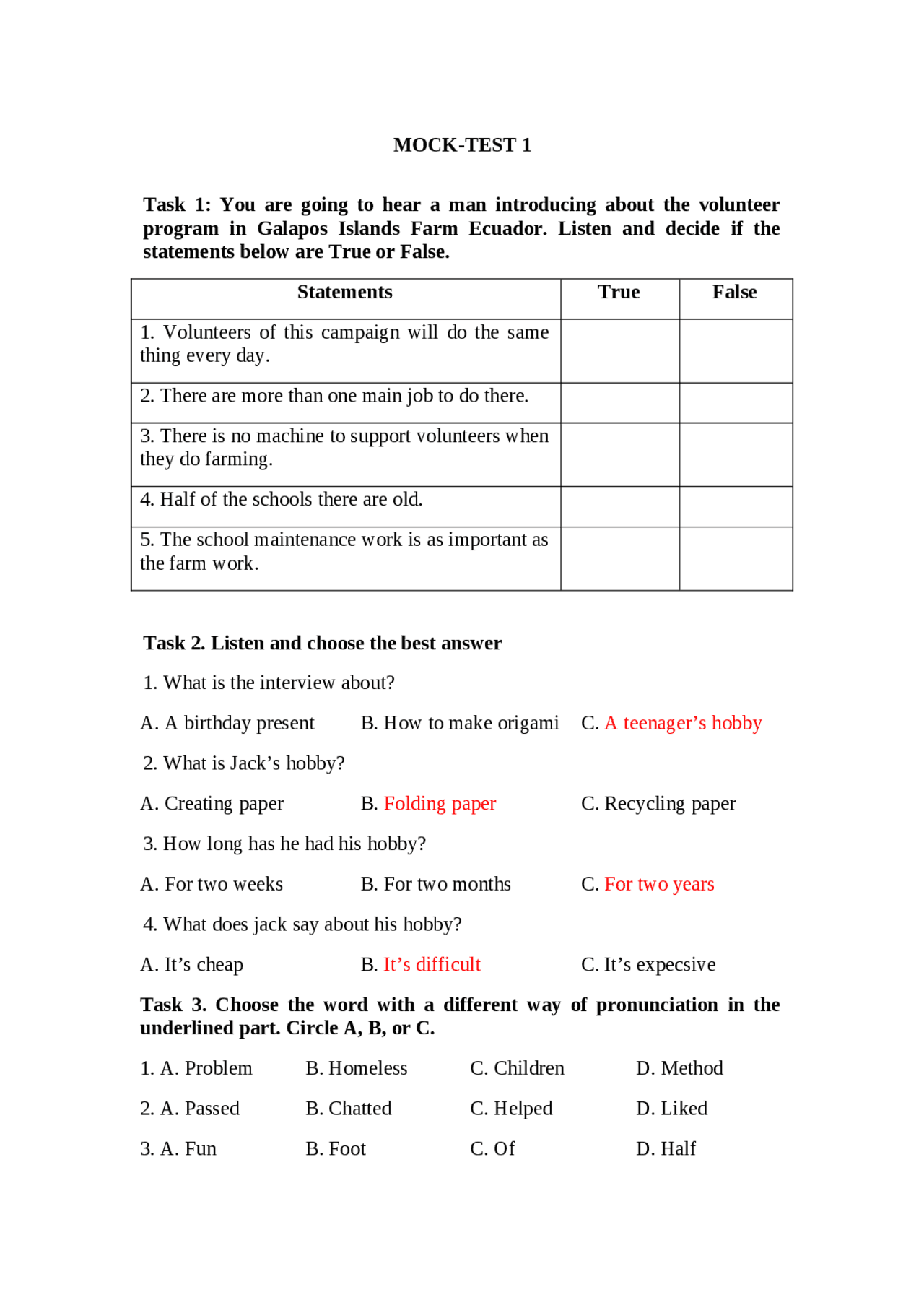 English Language Proficiency Test: A Mock Test for Students | Exams ...