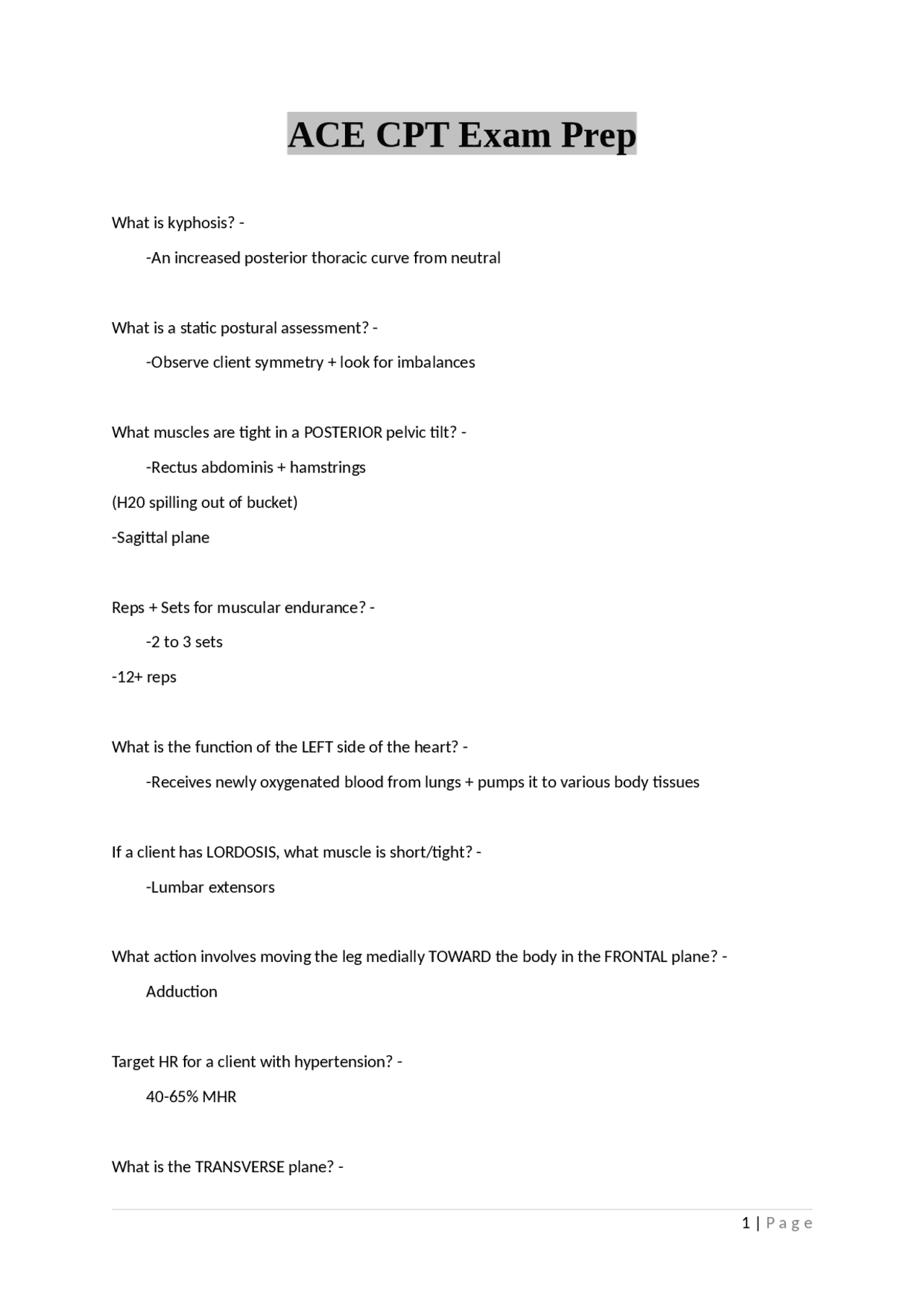 Anatomy, Physiology, and Exercise Principles | Exams Training and ...