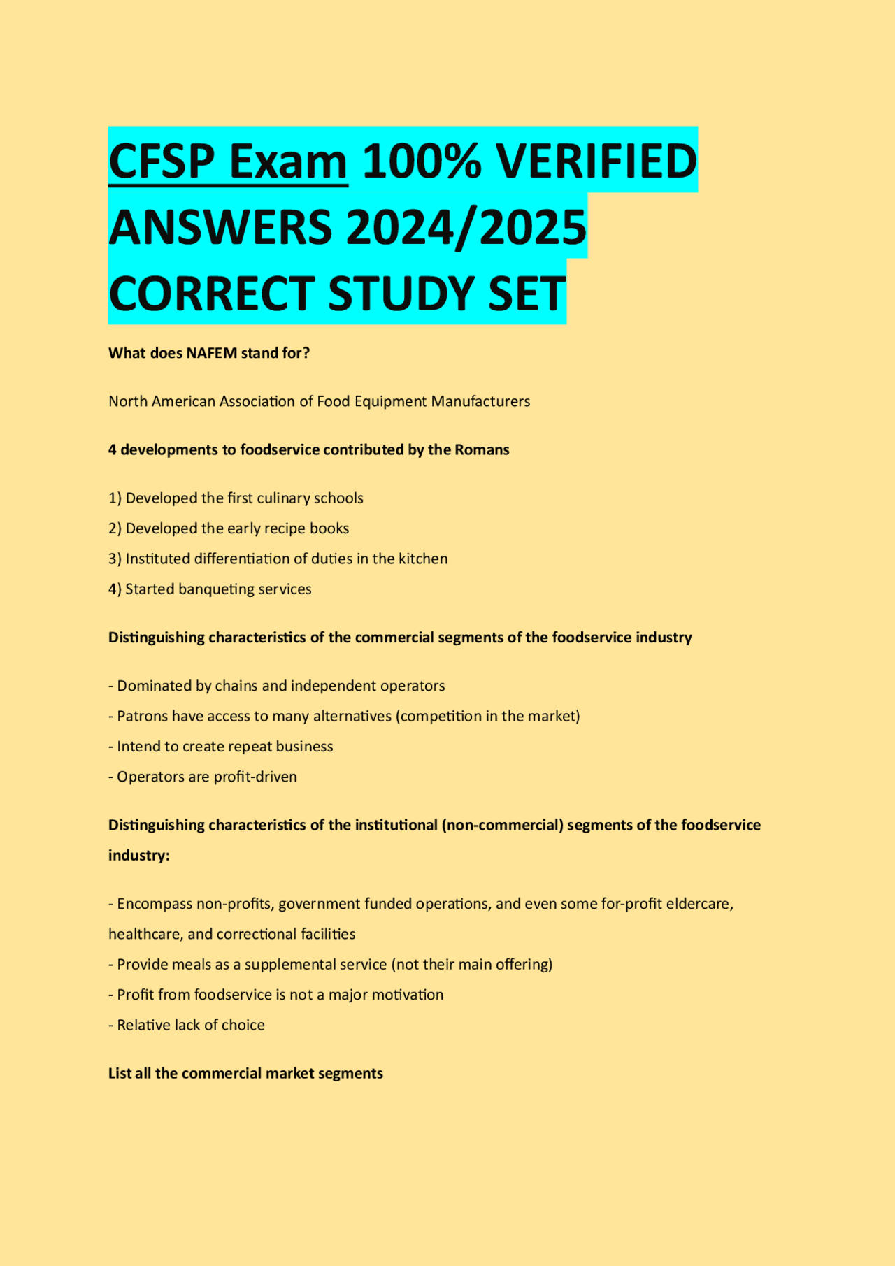 CFSP Exam 100% VERIFIED ANSWERS 2024/2025 CORRECT STUDY SET | Exams ...