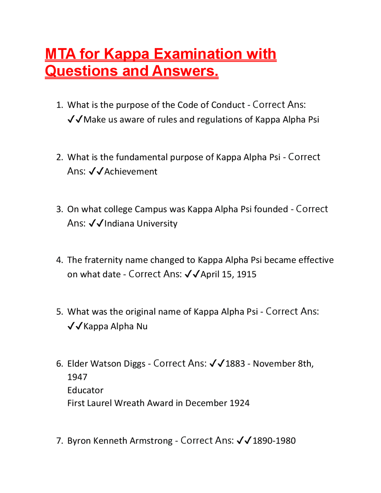MTA for Kappa Examination with Questions and Answers. | Exams Advanced ...