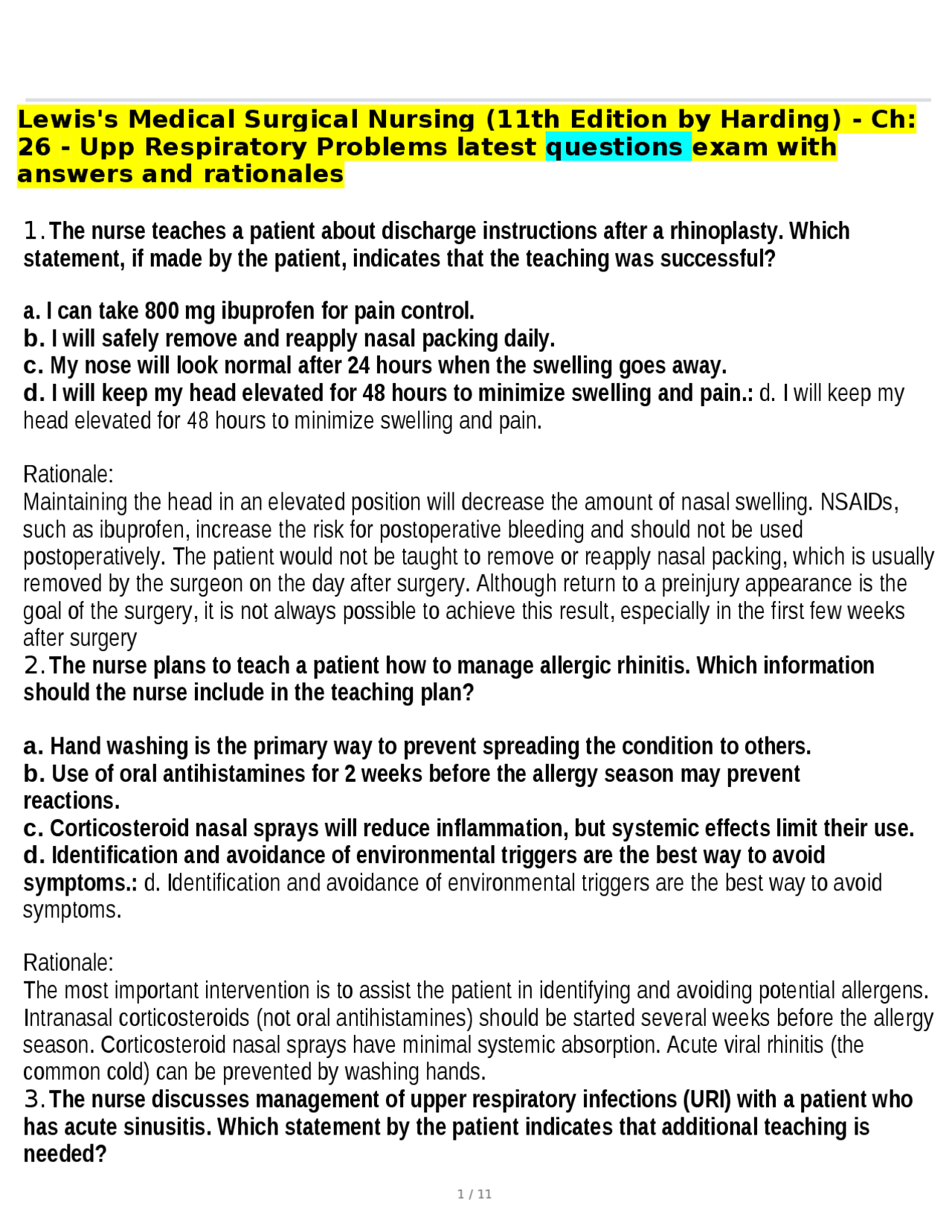 Lewis's Medical Surgical Nursing (11th Edition by Harding) - Ch: 26 ...