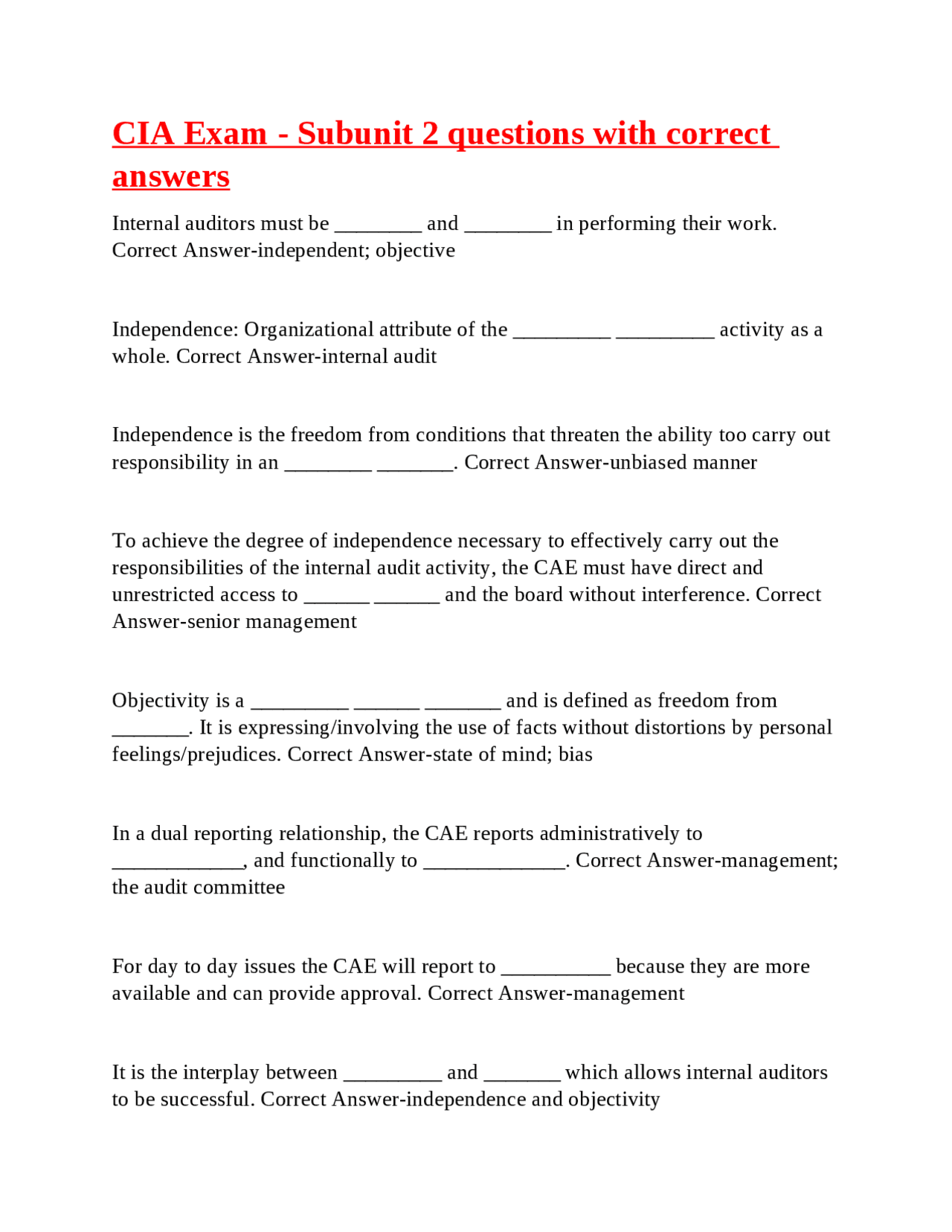Ensuring Independence and Objectivity in Internal Audit | Exams Nursing ...