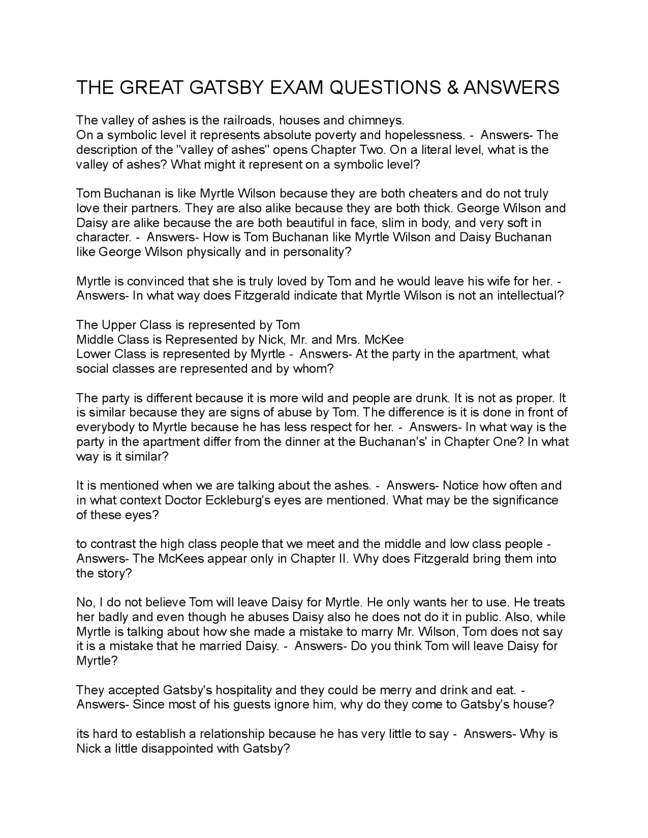 The Dynamics of Social Classes in The Great Gatsby | Exams Social ...