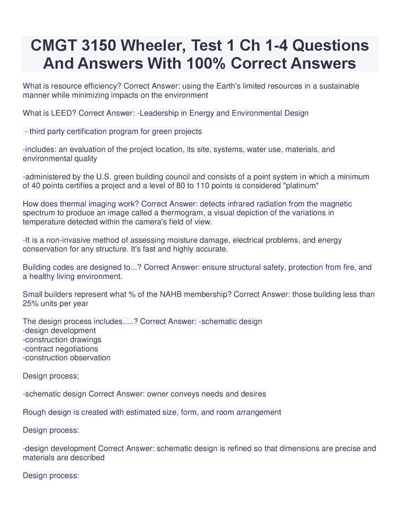 CMGT 3150 Wheeler, Test 1 Ch 1-4 Questions and Answers | Exams Advanced ...