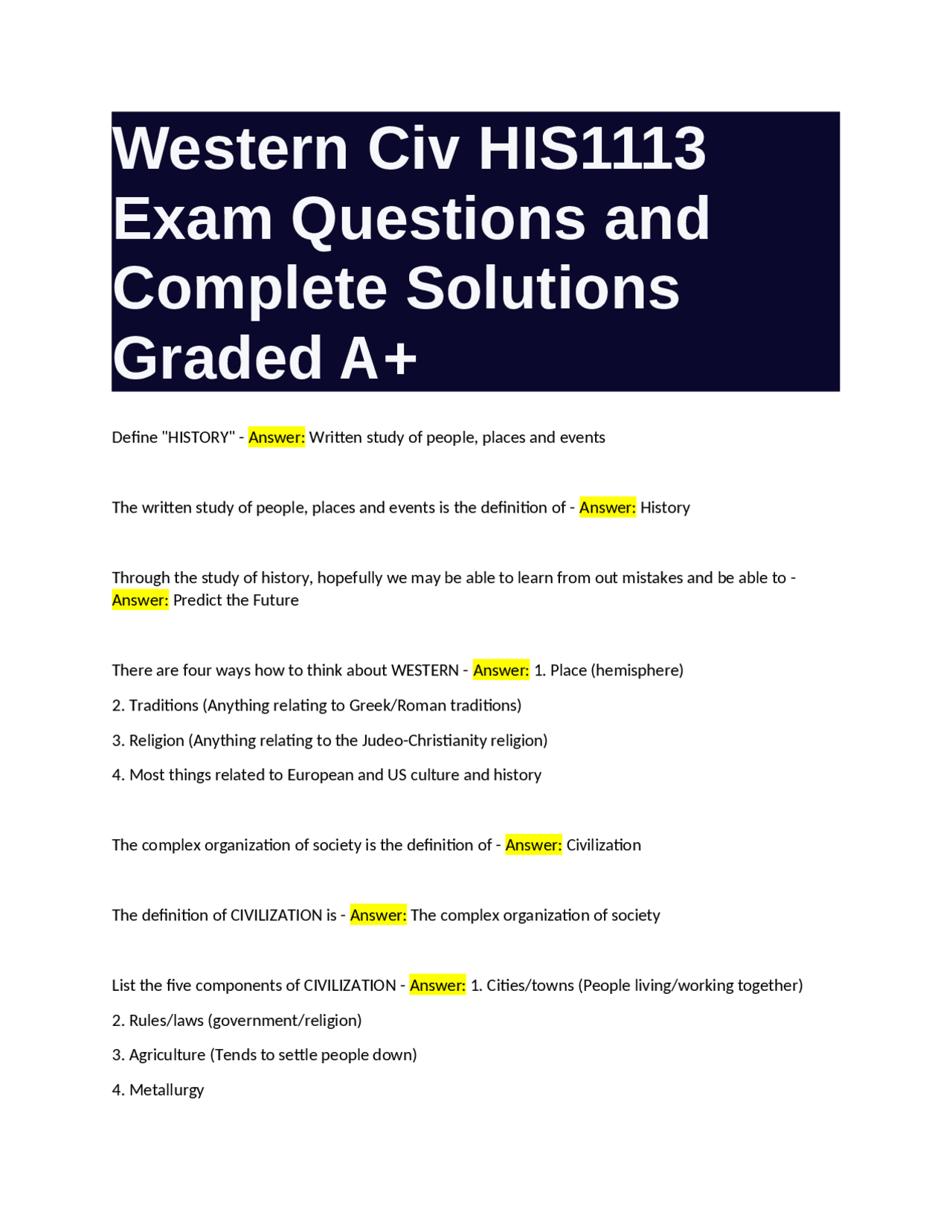 Ancient Greece: History and Civilization - Exam Questions and Solutions ...