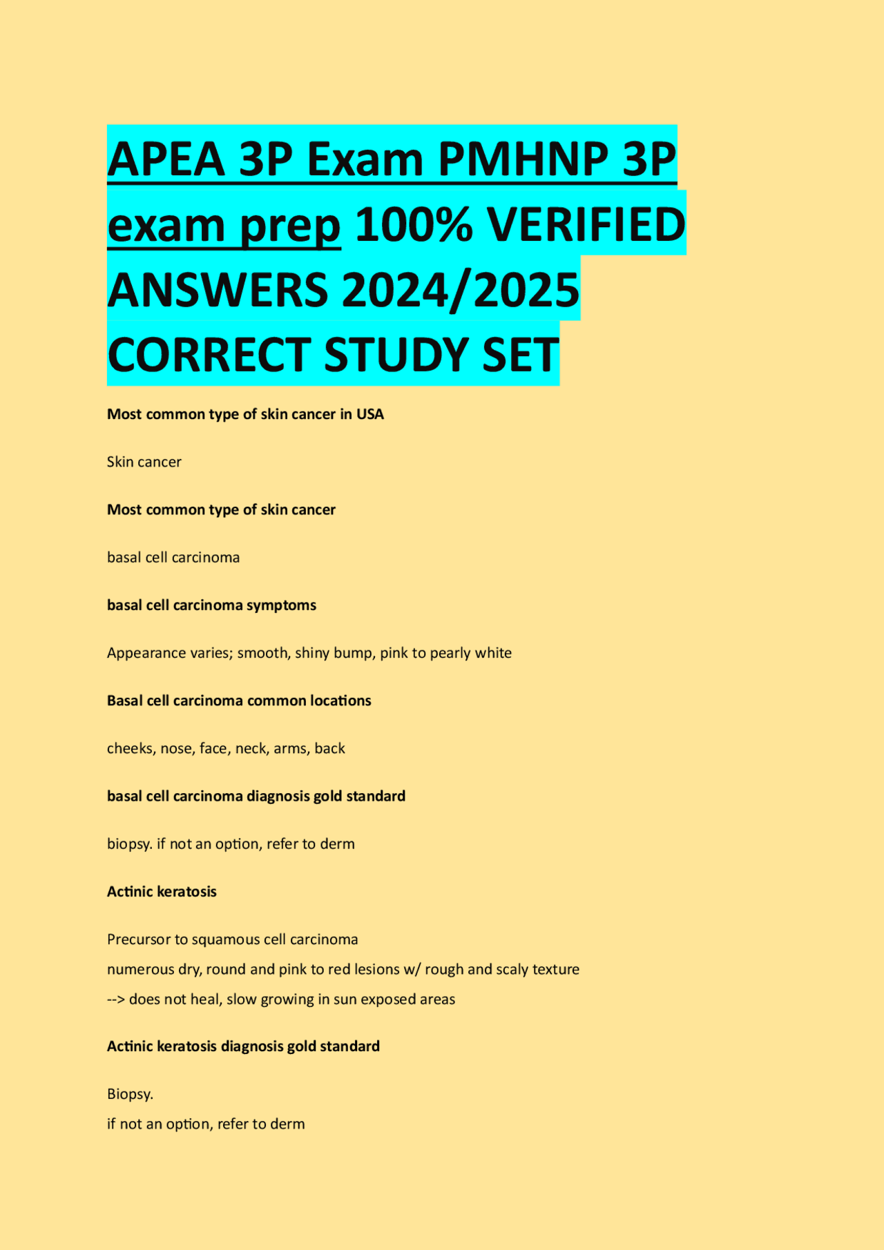 APEA 3P Exam PMHNP 3P exam prep 100% VERIFIED ANSWERS 2024/2025 CORRECT STUDY SET | Exams ...