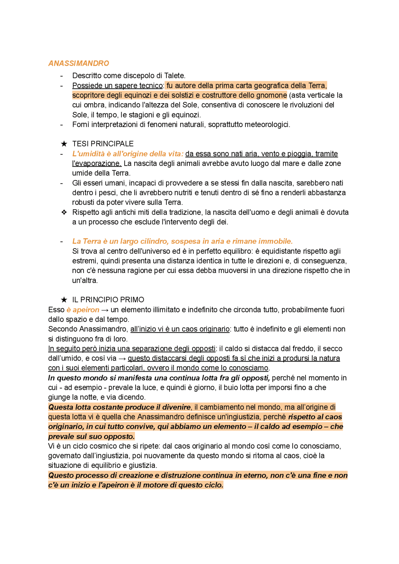 Anassimandro e la filosofia presocratica | Schemi e mappe concettuali ...